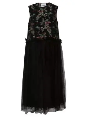 Noir Kei Ninomiya Floral-jacquard Tulle Midi Dress - Black