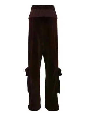 OPEN YY Rolled-waist Velour Cargo Pants - Brown