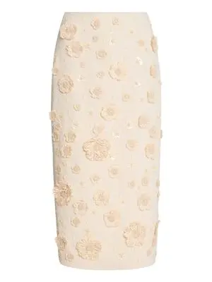 ALEXIS Torie Raffia-Detailed Woven Midi Skirt