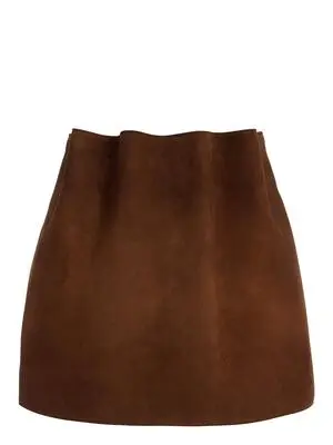 Prada Suede Mini Skirt - Brown