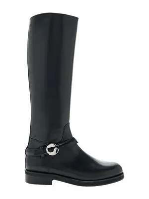 Coperni Belt Cavalier Leather Knee Boots - Black