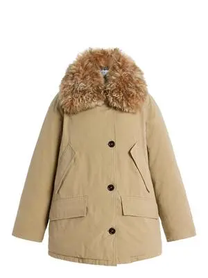 Prada Shearling-trimmed Down Jacket - Neutral