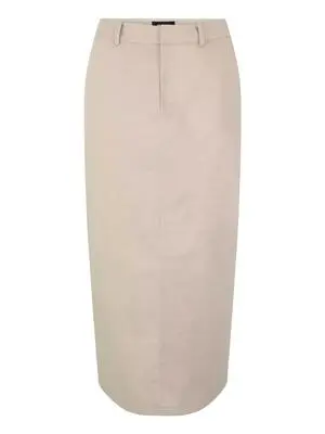SEROYA Rear-vent Midi Skirt - Neutrals