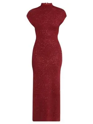 Lela Rose Sequin Knit Ankle Dress - Red