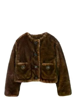 Marc Jacobs Faux-Fur Jacket Brown