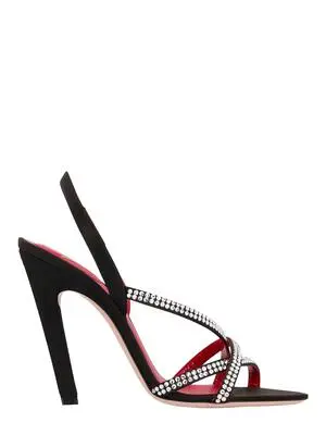 Valentino Garavani Crystal Embellished Satin Sandals - Black