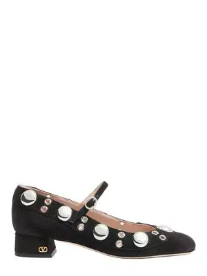 Valentino Garavani 30mm Nellcôte Ball-stud Mary Jane Pumps - Black
