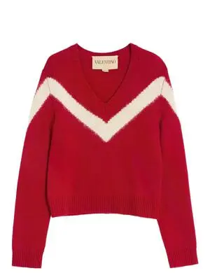 Valentino Garavani Vlogo Intarsia Wool Sweater - Red