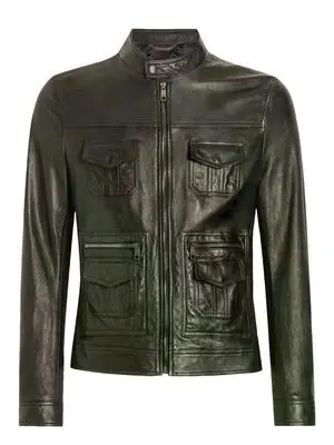 Dolce & Gabbana Zip-fastening Pocketed Leather Jacket - Black