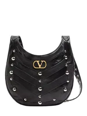 Valentino Garavani Small Chevron-quilted Hobo Shoulder Bag - Black