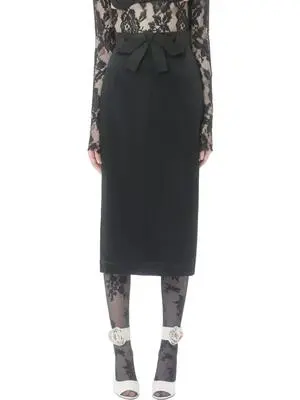 Valentino Garavani Bow-detail Satin Midi Skirt - Black