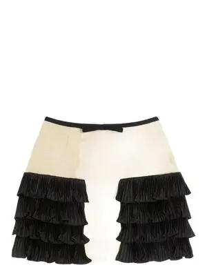 Valentino Garavani Pleated-ruffle Tweed Skirt - Neutrals