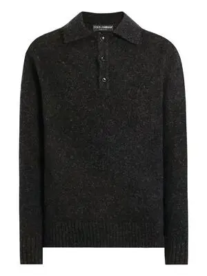 Dolce & Gabbana Buttoned Wool-blend Polo Shirt - Black