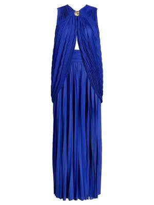Proenza Schouler Pleated Embellished Maxi Dress - Blue