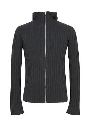 Acne Studios Zip Up Hooded Sweater - Charcoal