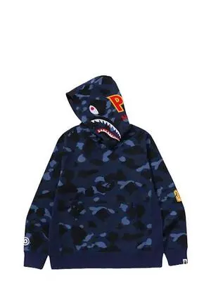 A BATHING APE Camo Shark Pullover Hoodie - Blue