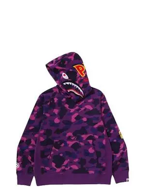 A BATHING APE Camo Shark Pullover Hoodie - Purple