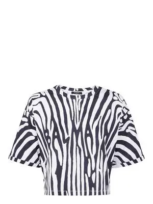 Balmain Zebra Print Crop T-shirt - Black