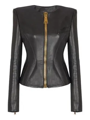 BALMAIN Zipped Lambskin Basque Jacket