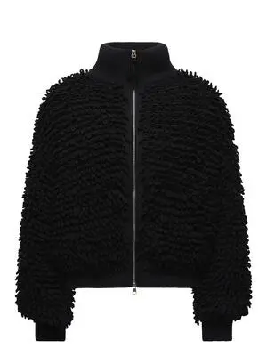 MONCLER X EDWARD ENNINFUL X Ee72 Edward Enninful Wool Blend Zip-up Cardigan - Black