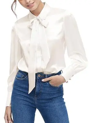 Lilysilk 2-in-1 Silk Shirt With Bow - Natural White