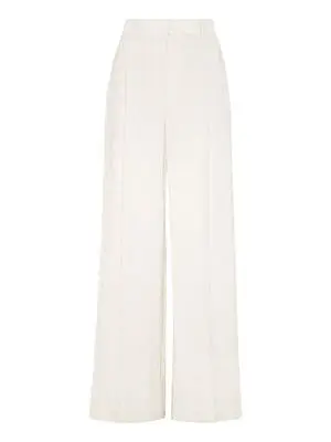 Brunello Cucinelli Corduroy Wide-leg Track Trousers - White