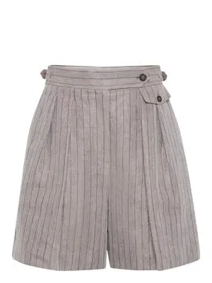 Brunello Cucinelli Techno Linen Stripe Bermuda Shorts - Brown