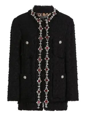 Dolce & Gabbana Wool Jacket With Embroidered Trim - Black