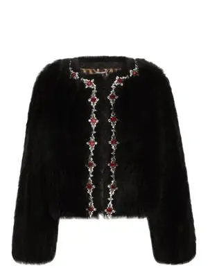 Dolce & Gabbana Sheepskin Jacket With Inlay - Brown