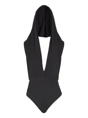 Balmain Draped Hooded Bodysuit - Black