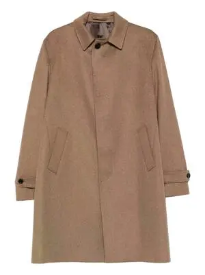 LARDINI Single-breasted Virgin Wool Coat - Brown