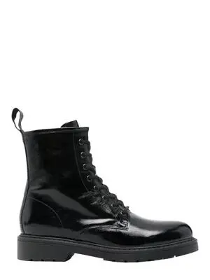 NEROGIARDINI Lace-Up Patent-Leather Boots Black