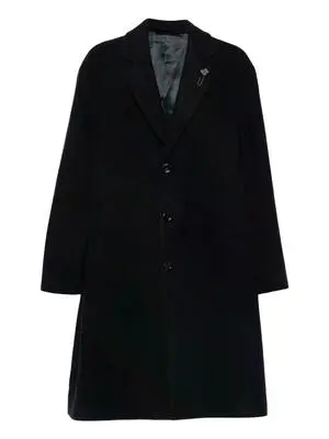 LARDINI Single-breasted Coat With Logo Pin - Blue