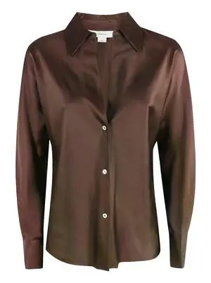 Vince Satin Long-sleeve Shirt - Brown