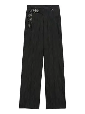 Isabel Marant Pinstripe Trousers With Metal Detail - Black