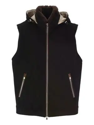 Brunello Cucinelli Hooded Wool Gilet - Black
