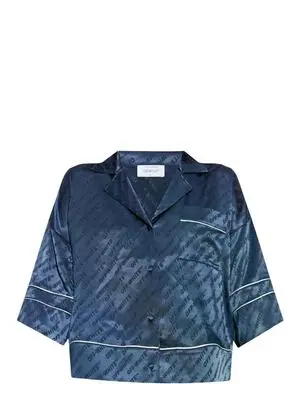 Off-White Logo-print Satin Shirt - Blue
