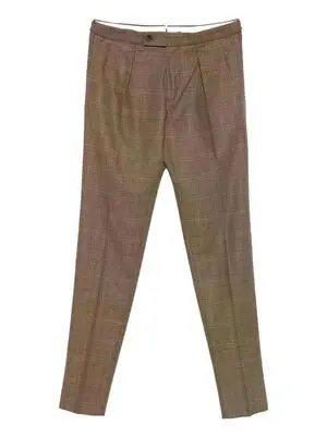 Incotex Checked Pleated Trousers - Brown