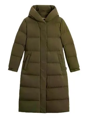 Woolrich Hooded Quilted Zip-Up Coat Green