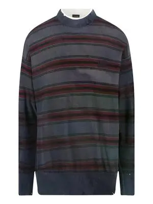 Balenciaga Striped Distressed Sweater - Blue