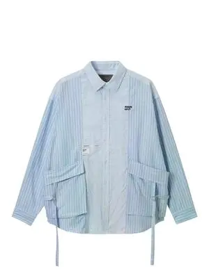 MUSIUM DIV. Striped Panelled Shirt