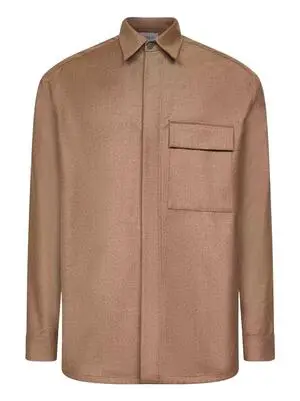 D4.0 Buttoned-cuff Patch-pocket Shirt Neutrals