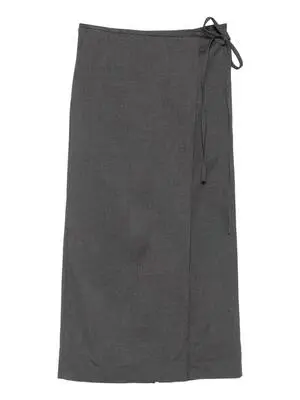 DUNST Wrap Tie-fastening Midi Skirt - Grey