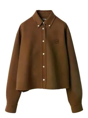 Miu Miu Logo-embroidered Shirt - Brown