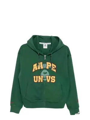 A BATHING APE Logo Appliqué Zip-up Hoodie - Green