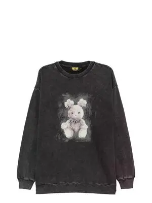 MINI CREAM Cotton Sweatshirt With Graphic Print - Black