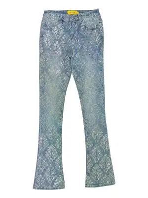 GUAPI Rhinestone Embellished Stacked Jeans - Blue