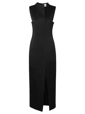 Khaite Lowen Satin-crepe Midi Dress - Black
