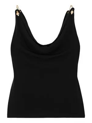 Aje Peyton Draped Embellished Jersey Top - Black