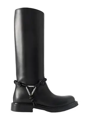Bottega Veneta James Intrecciato-trimmed Leather Knee Boots - Black